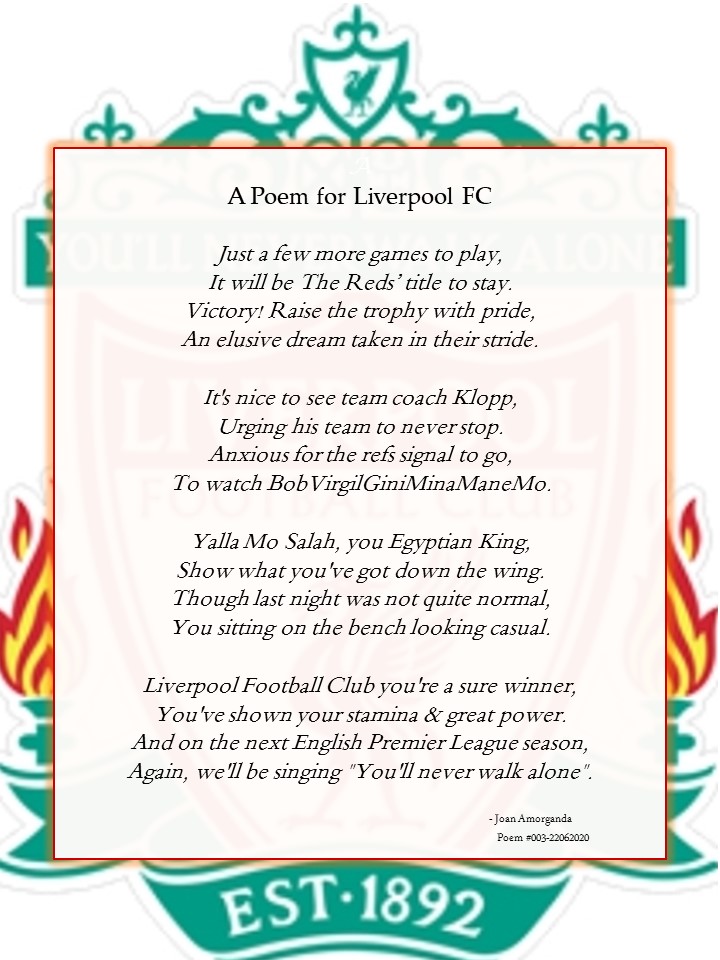 Poem #003-22062020 For Liverpool FC – Visit Joana
